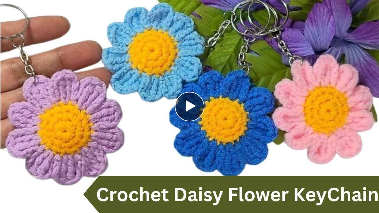 How To Crochet Daisy Flower Keychain ||Crochet Keyring||Crochet Keychain