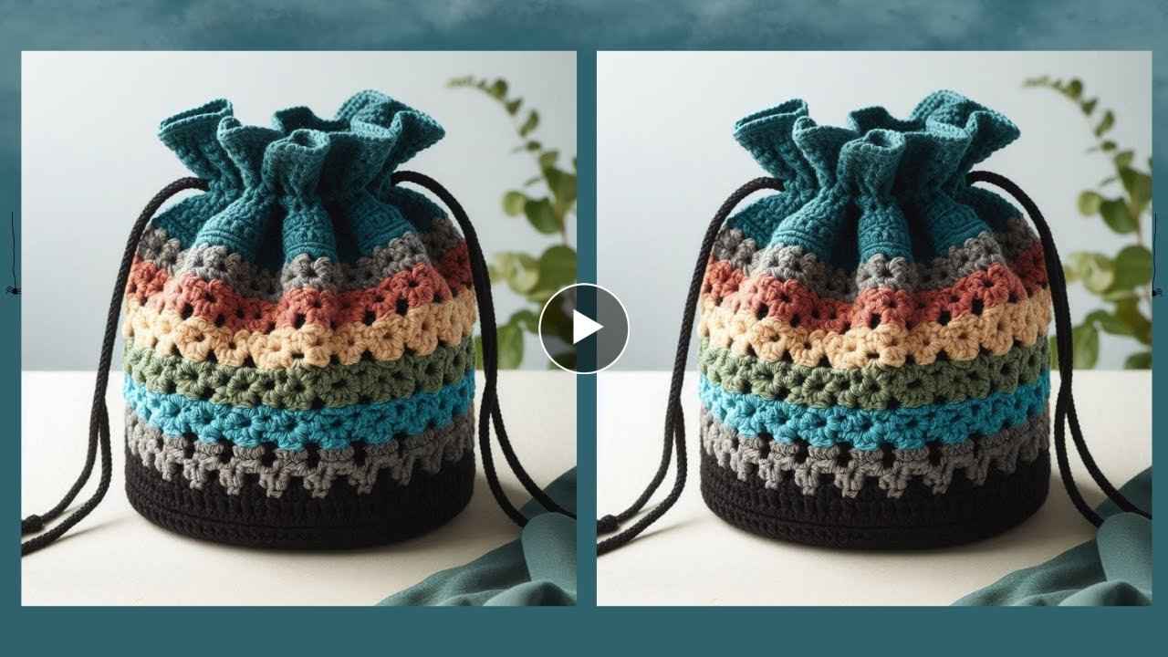BEAUTIFUL CROCHET DRAWSTRING BAG WITH TOSCA COLOR COMBINATION - Crochet ...